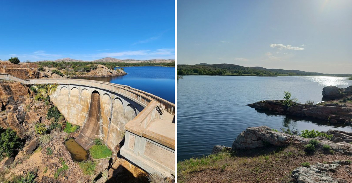 This Oklahoma dam stands tall over a quiet lake with views that feel ...