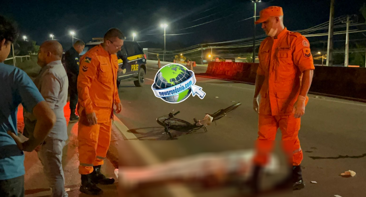 Ciclista morre e piloto de moto fica ferido em atropelamento na BR-364