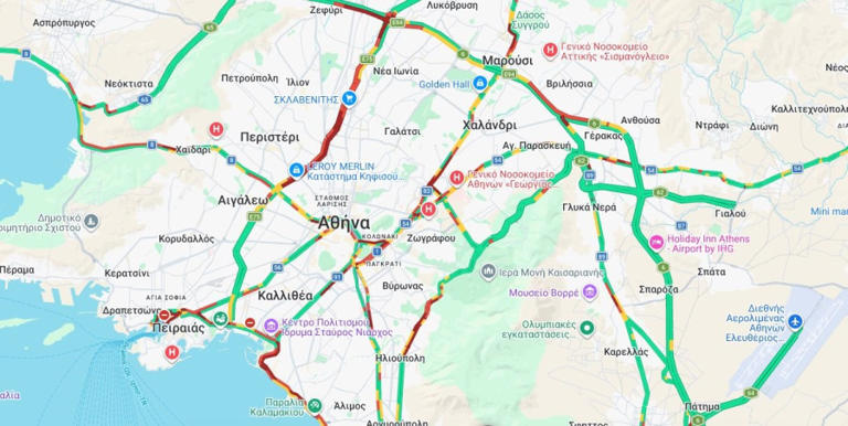 Κίνηση τώρα: Απροσπέλαστο το Λεκανοπέδιο - Στο «κόκκινο» Κηφισός και ...