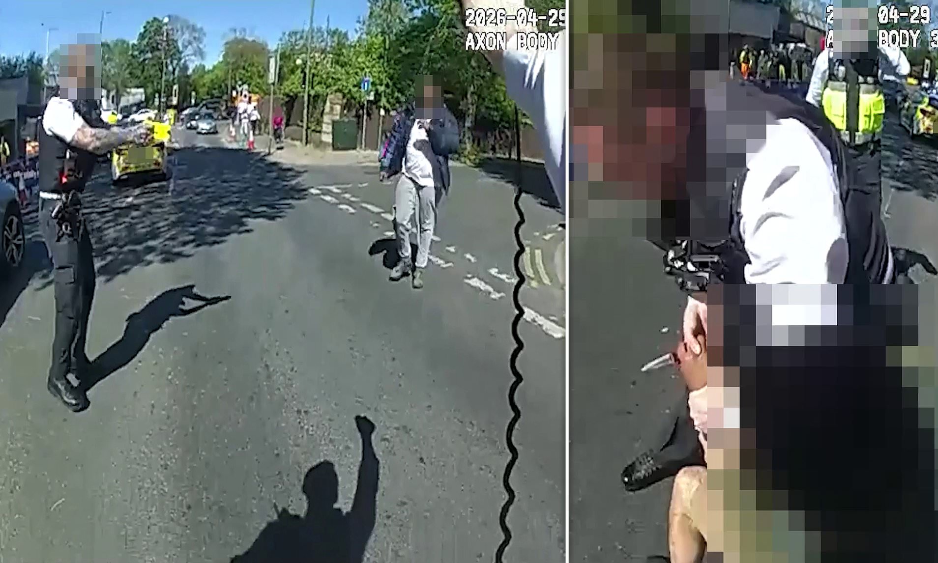 Dramatic moment heroic police Taser Golders Green suspect and wrestle ...