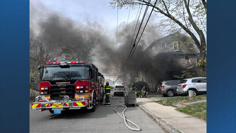 Cat rescued after firefighters knock down fire at Framingham residence
