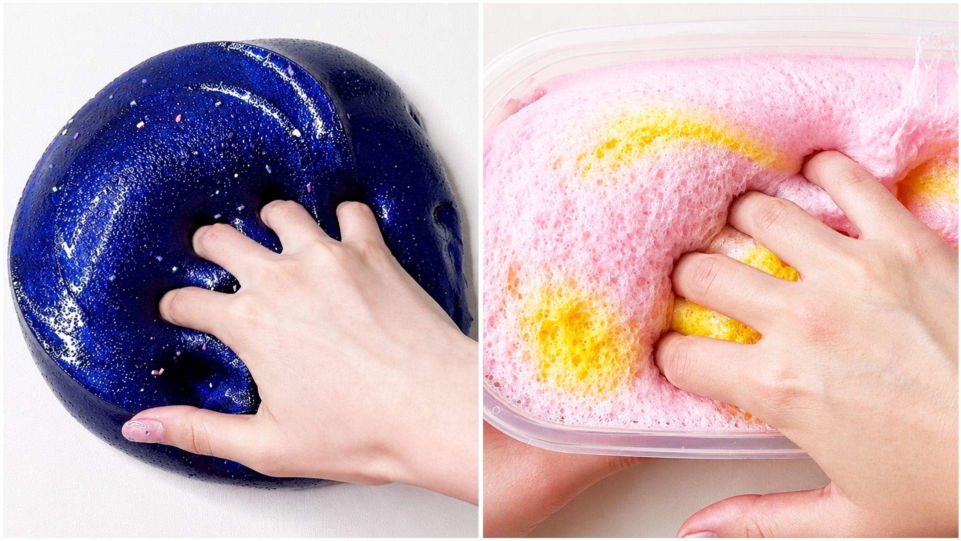 Levendige slime texturen mengen en uitrekken