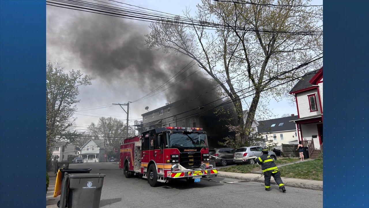 Cat rescued after firefighters knock down fire at Framingham residence