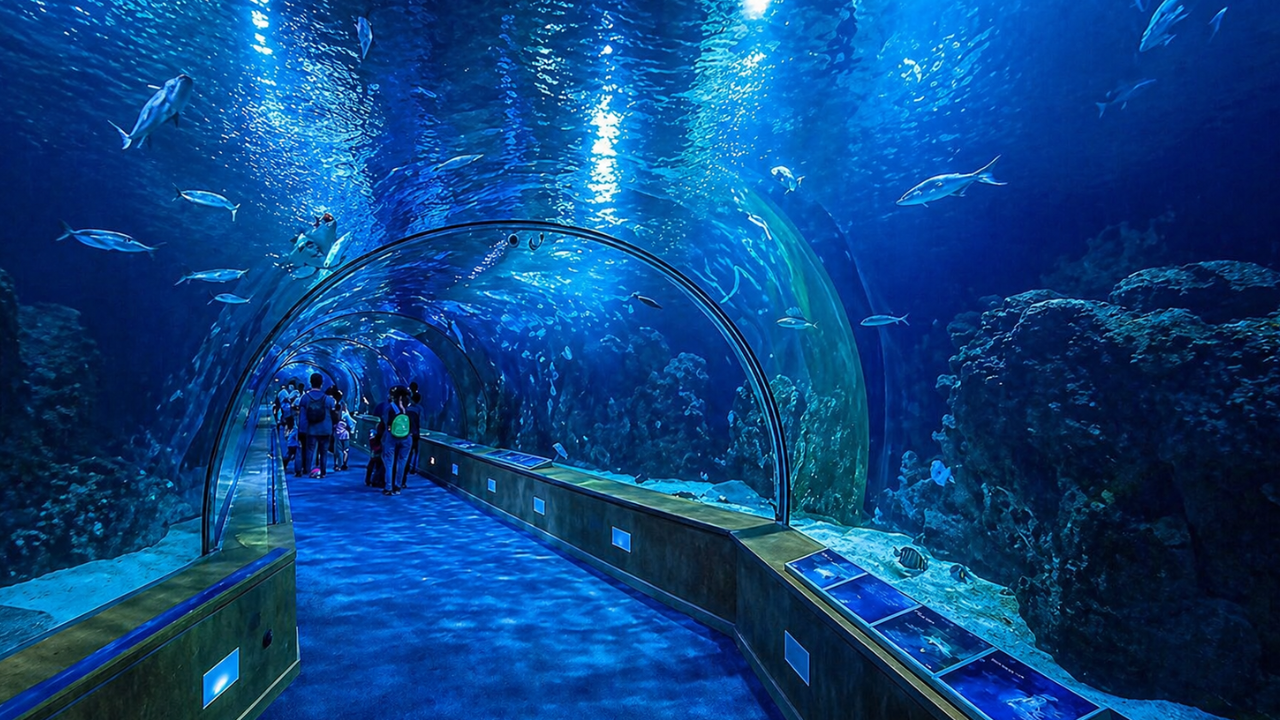 Prohlídka největšího mořského parku v Evropě ve Valencii (4K)