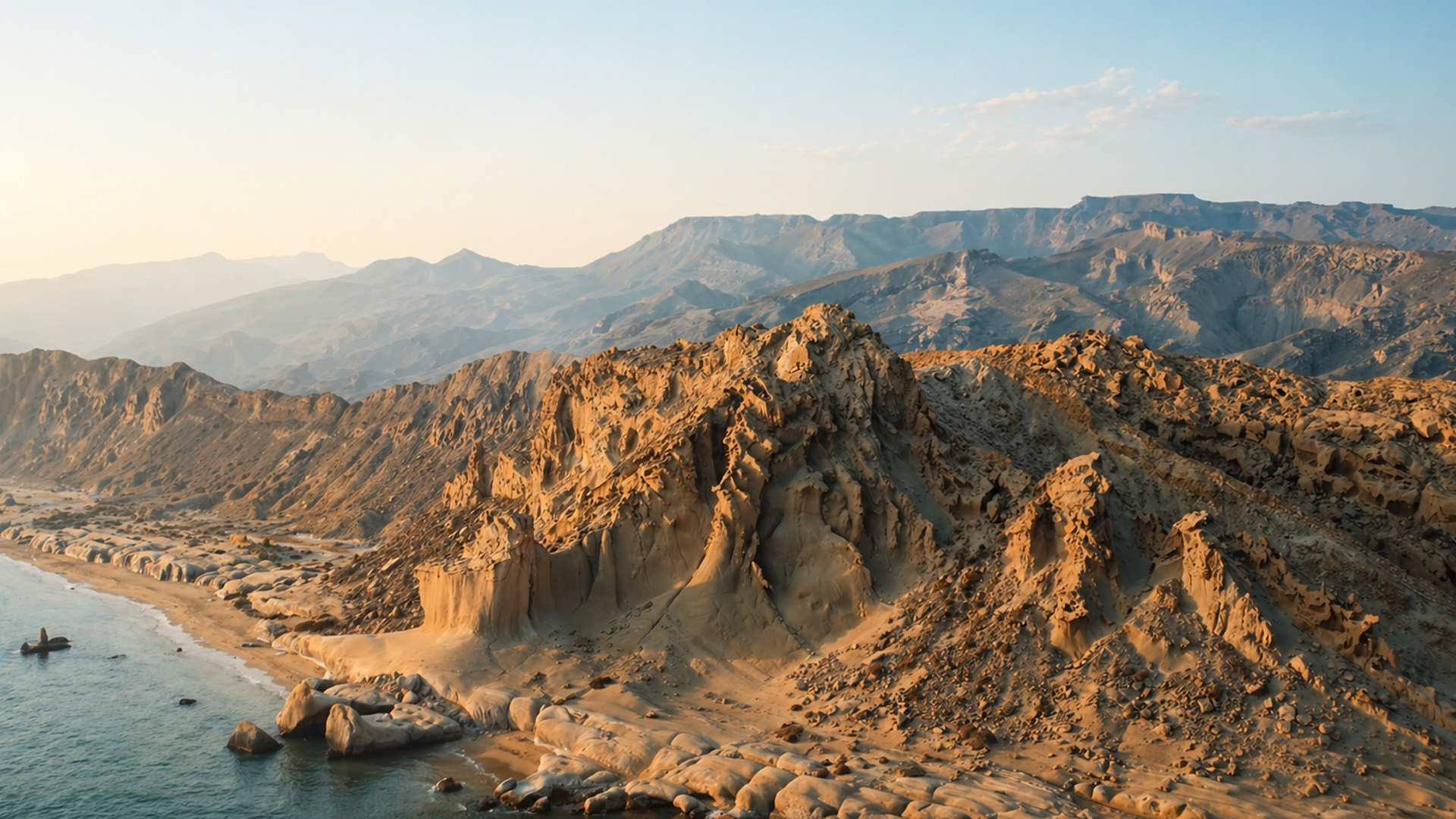 How did this harsh coastline form in Iran?