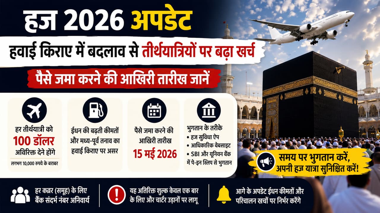 हज 2026 अपडेट: फ्लाइट्स किराया बढ़ा, नियम भी बदले-जानिए पैसे जमा करने ...