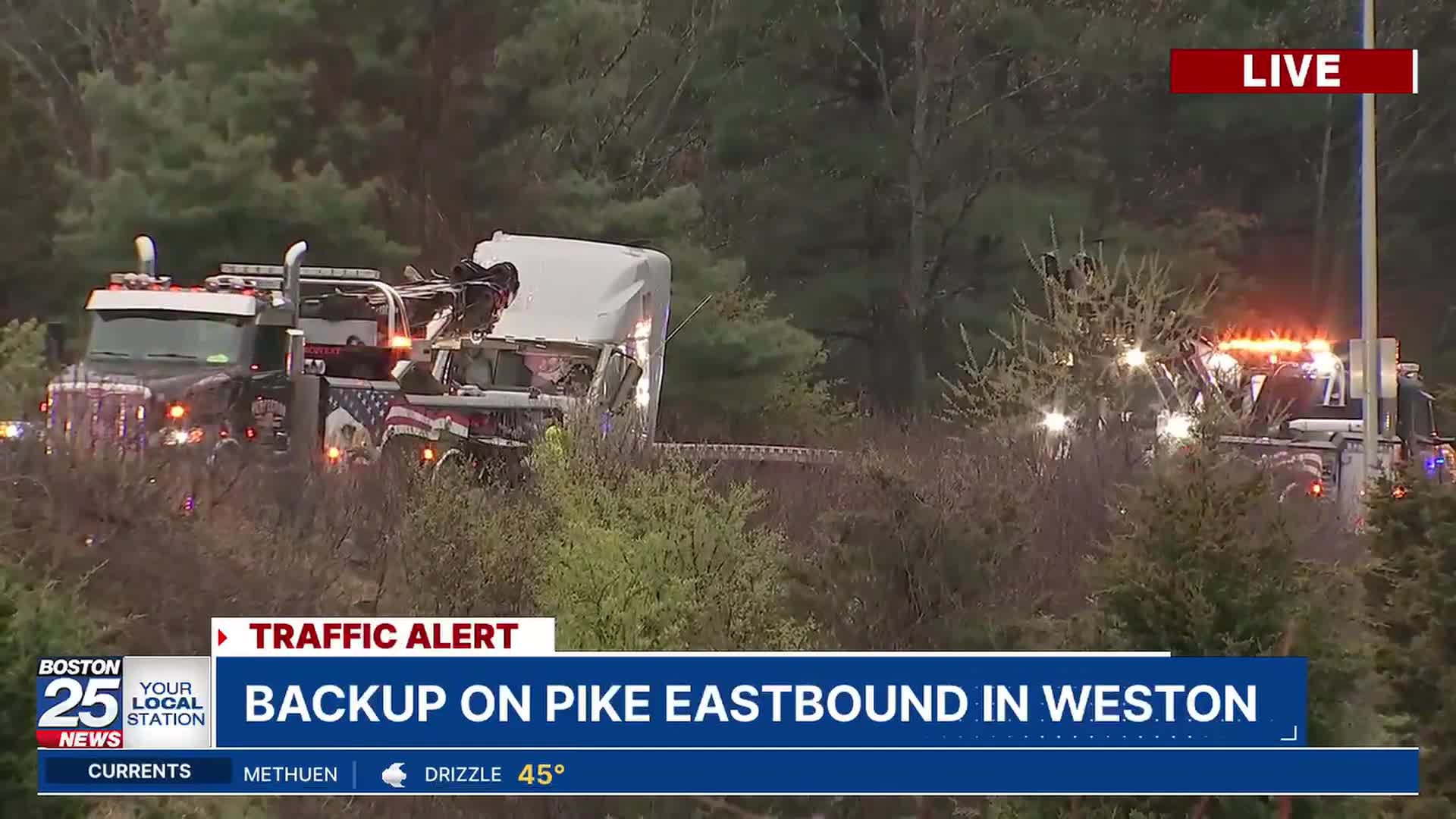 Backup on Mass. Pike eastbound due to tractor-trailer crash on ramp to ...