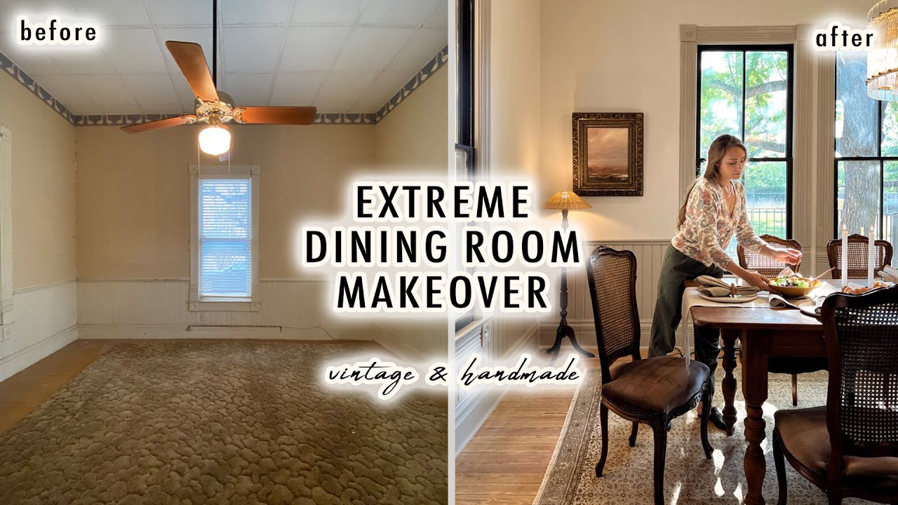 Extreme dining room makeover with vintage decor