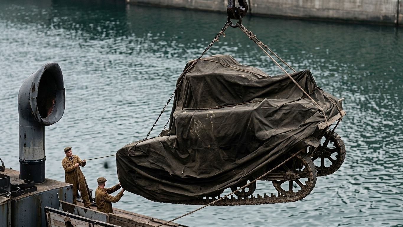 Watch how this tank almost fell into the water