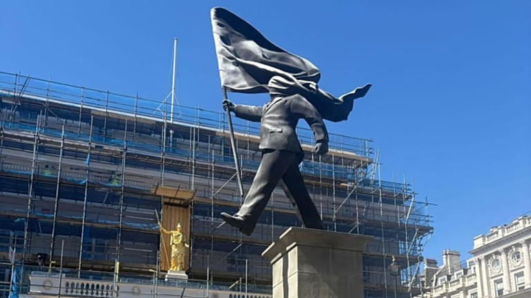 Blinded by the flag: Banksy confirms new statue in London is his work