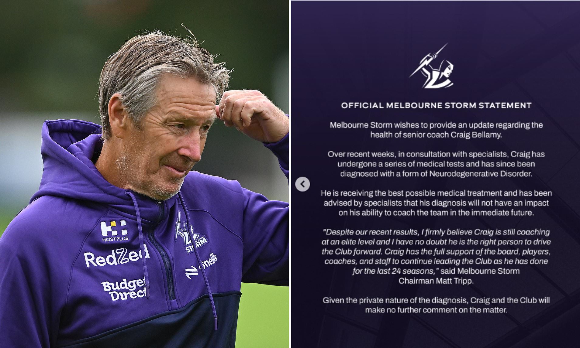 Craig Bellamy diagnosed with neurodegenerative disorder