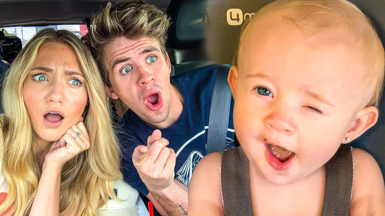 Baby Posie tries baby food for the first time