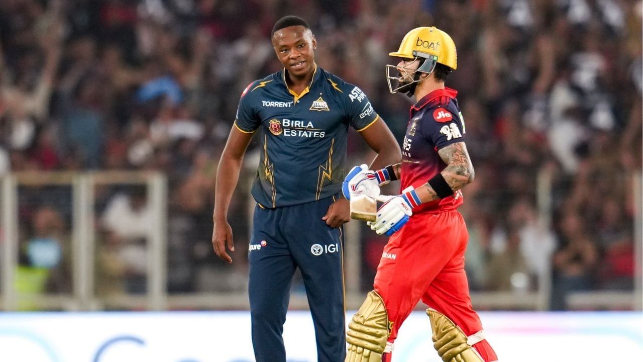 4, 4, 4, 4, 4, 1: Virat Kohli smashes 21 runs off Kagiso Rabada in GT ...