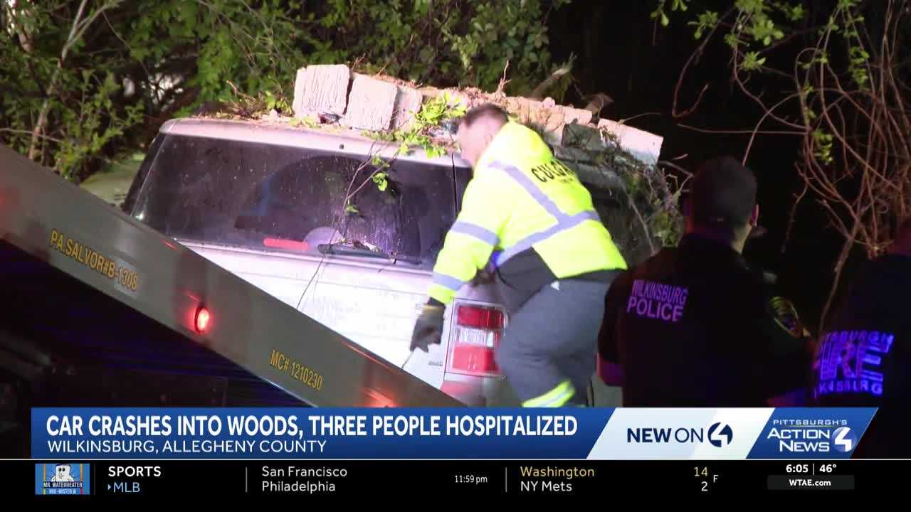 Car crashes into woods, sending 3 people to the hospital in Allegheny ...