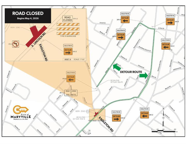 Maryville Road expected to be closed 4-6 weeks