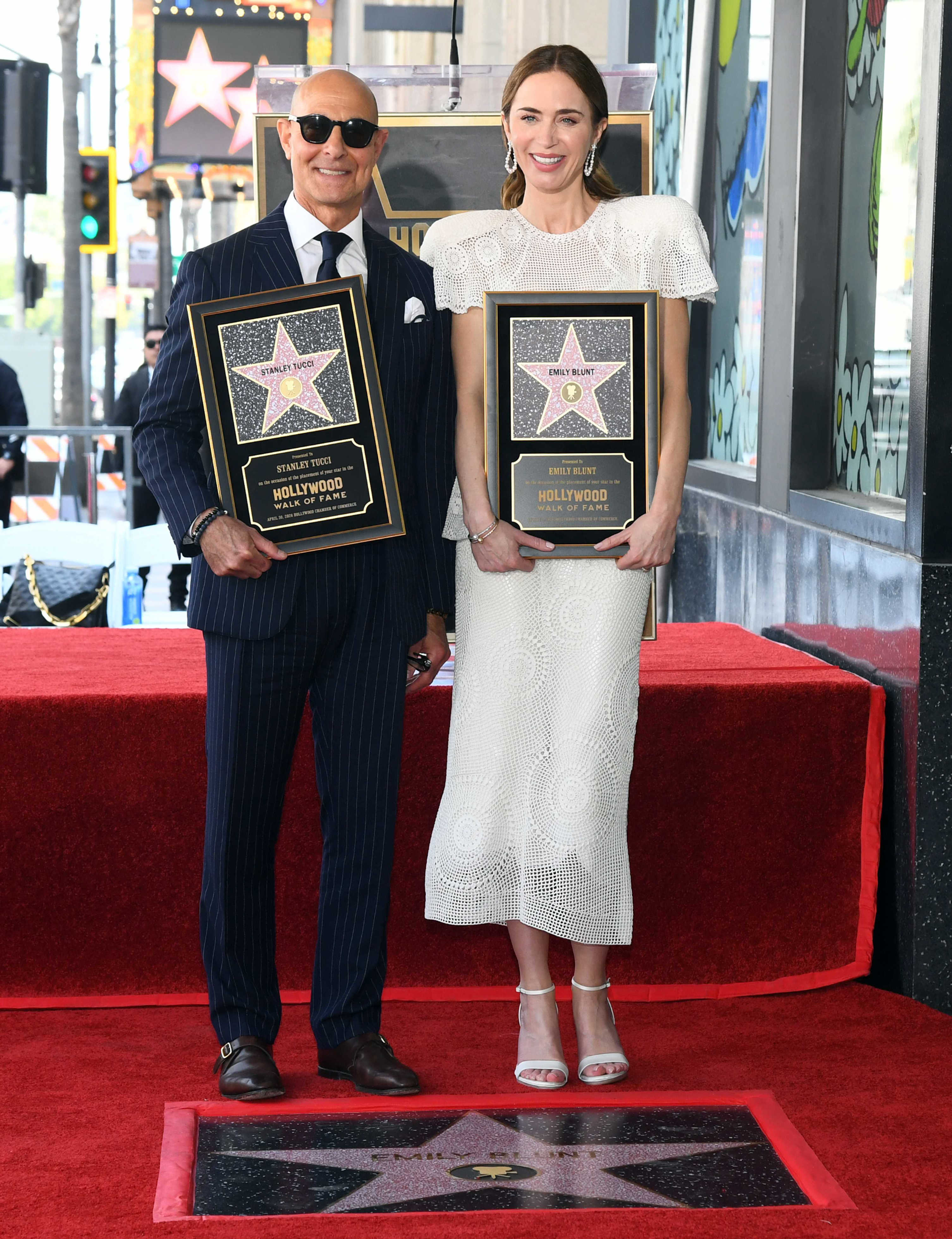 Stanley Tucci and Emily Blunt get Walk of Fame stars ahead of 'The ...