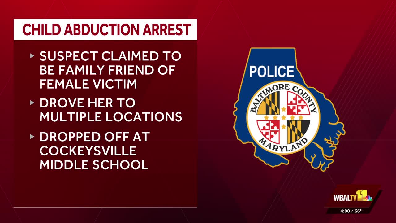 Police: Man arrested after abducting girl in Cockeysville
