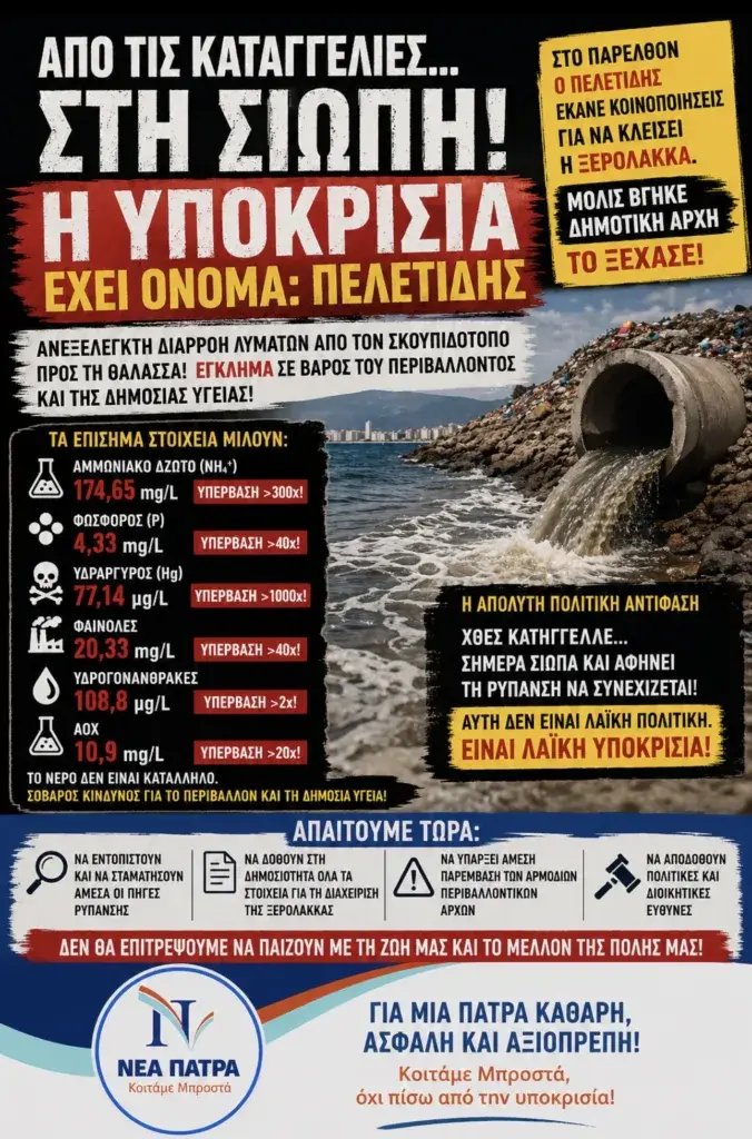 Πάτρα: Ο Ν. Νικολόπουλος για την Ξερόλακκα - «Περιβαλλοντικό έγκλημα»