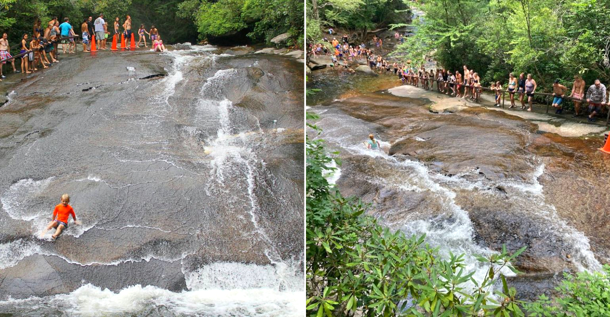 This breathtaking North Carolina waterfall is a natural water slide ...
