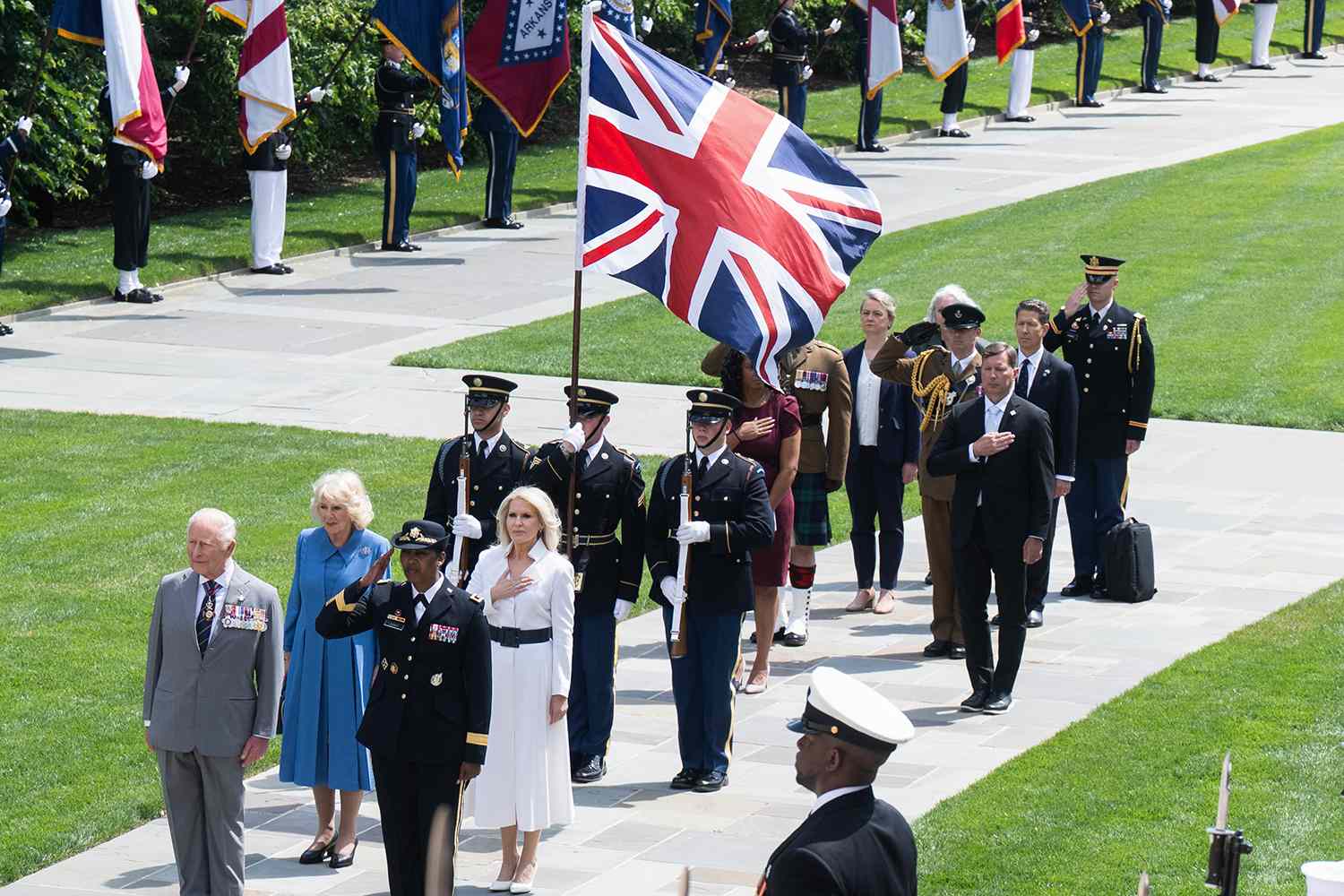 Union Jack flag flown upside down during King Charles and Queen Camilla ...