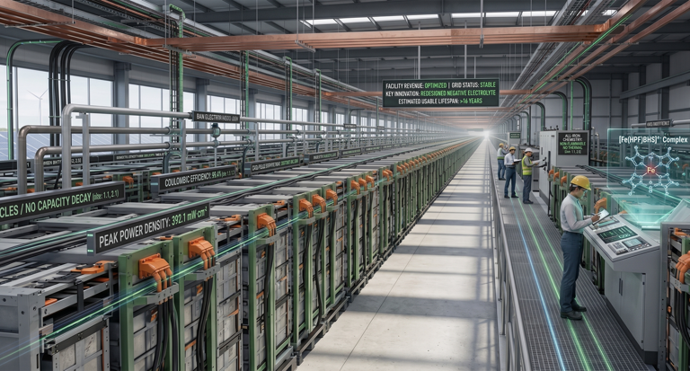 New iron-based flow battery could last 16 years without capacity loss