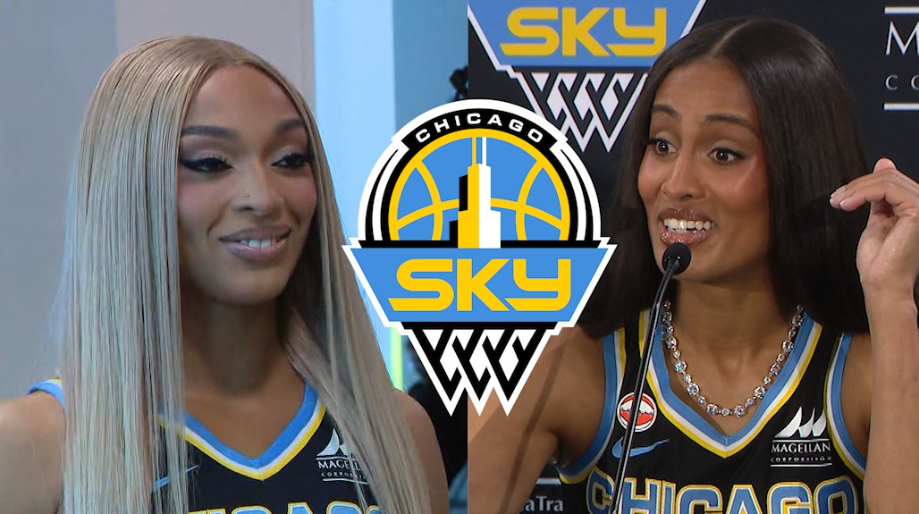 DiJonai Carrington, Skylar Diggins at Chicago Sky Media Day