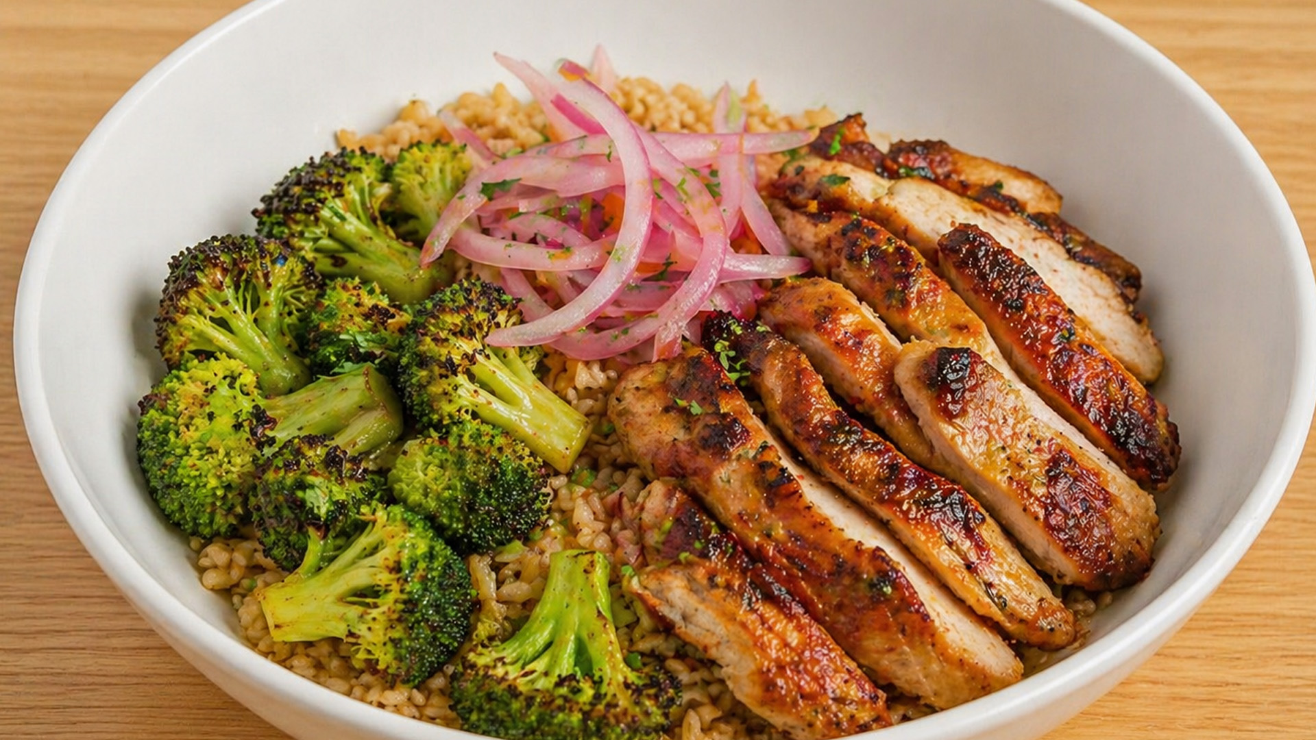 How to make grilled chicken rice bowl with vegetables