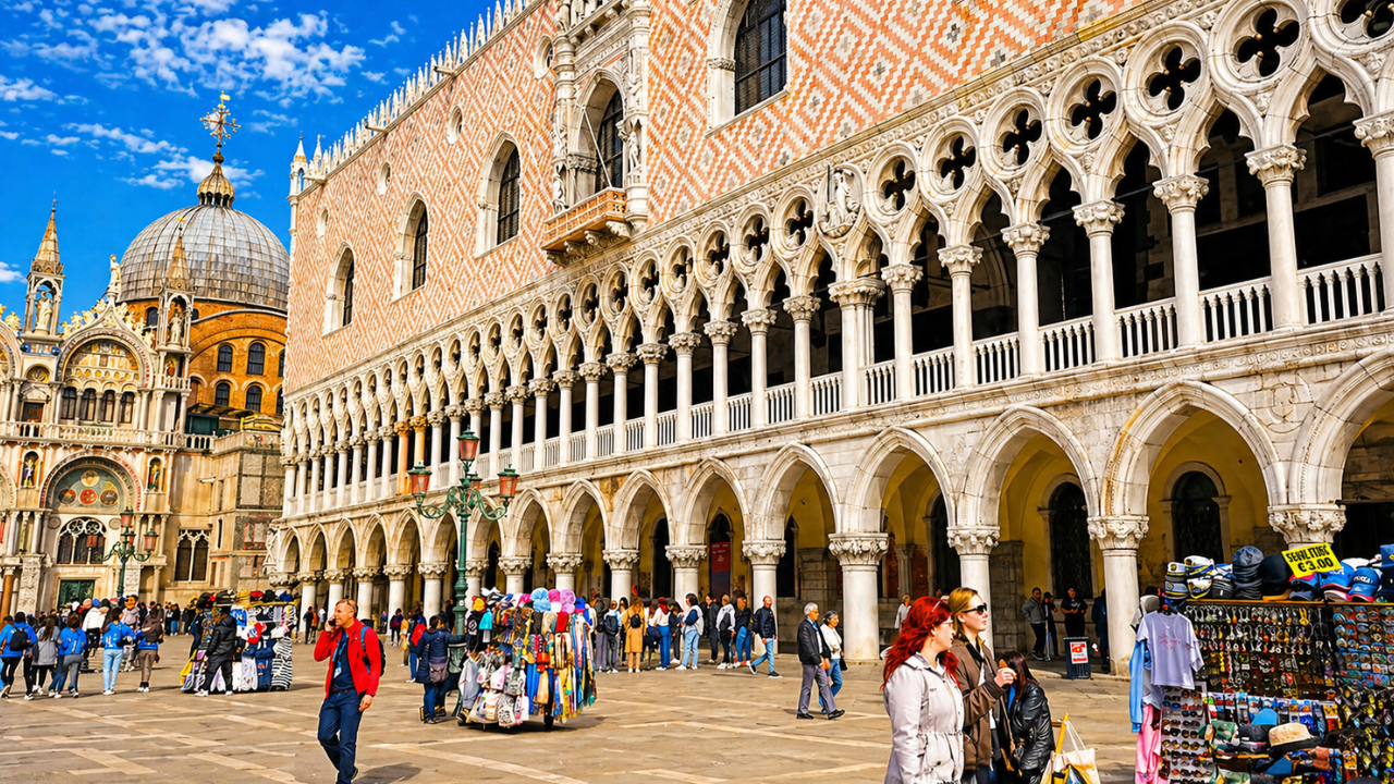 Die historische Basilika und Palastansichten von Venedig erkunden (4K)