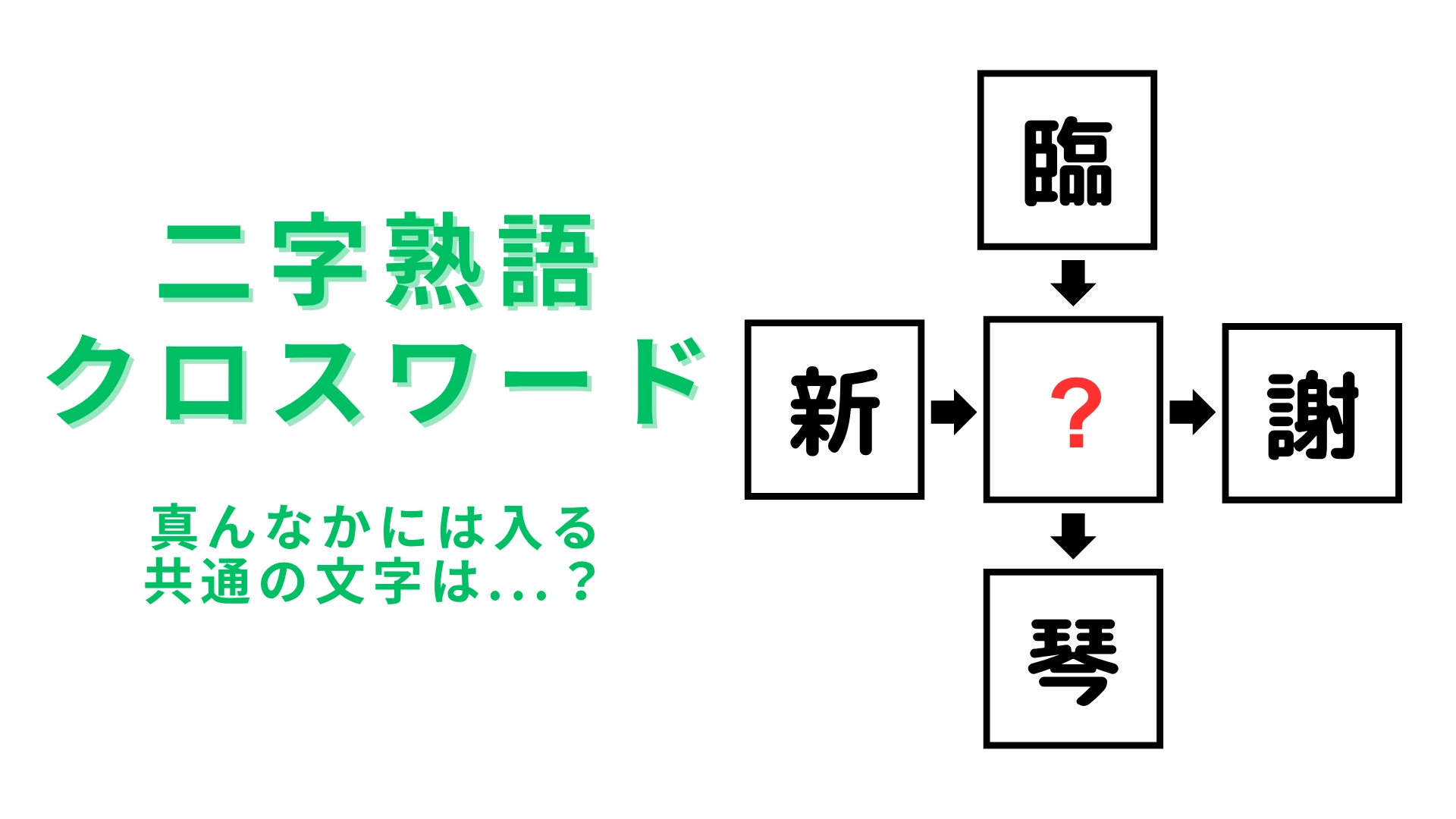 【二字熟語クロスワード】真んなかに入る漢字は? 何秒で解けるか挑戦してみて!