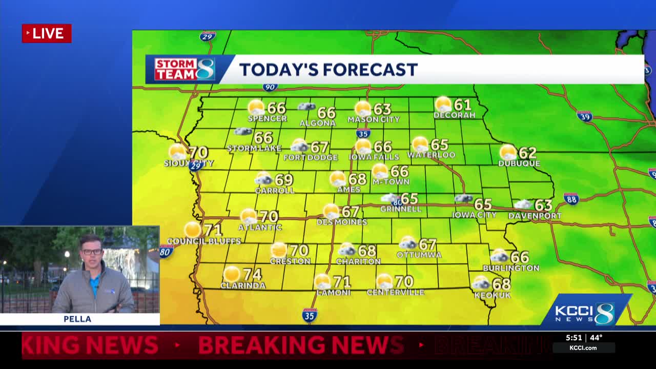 Iowa weather: Spotty morning shower, then warming this afternoon