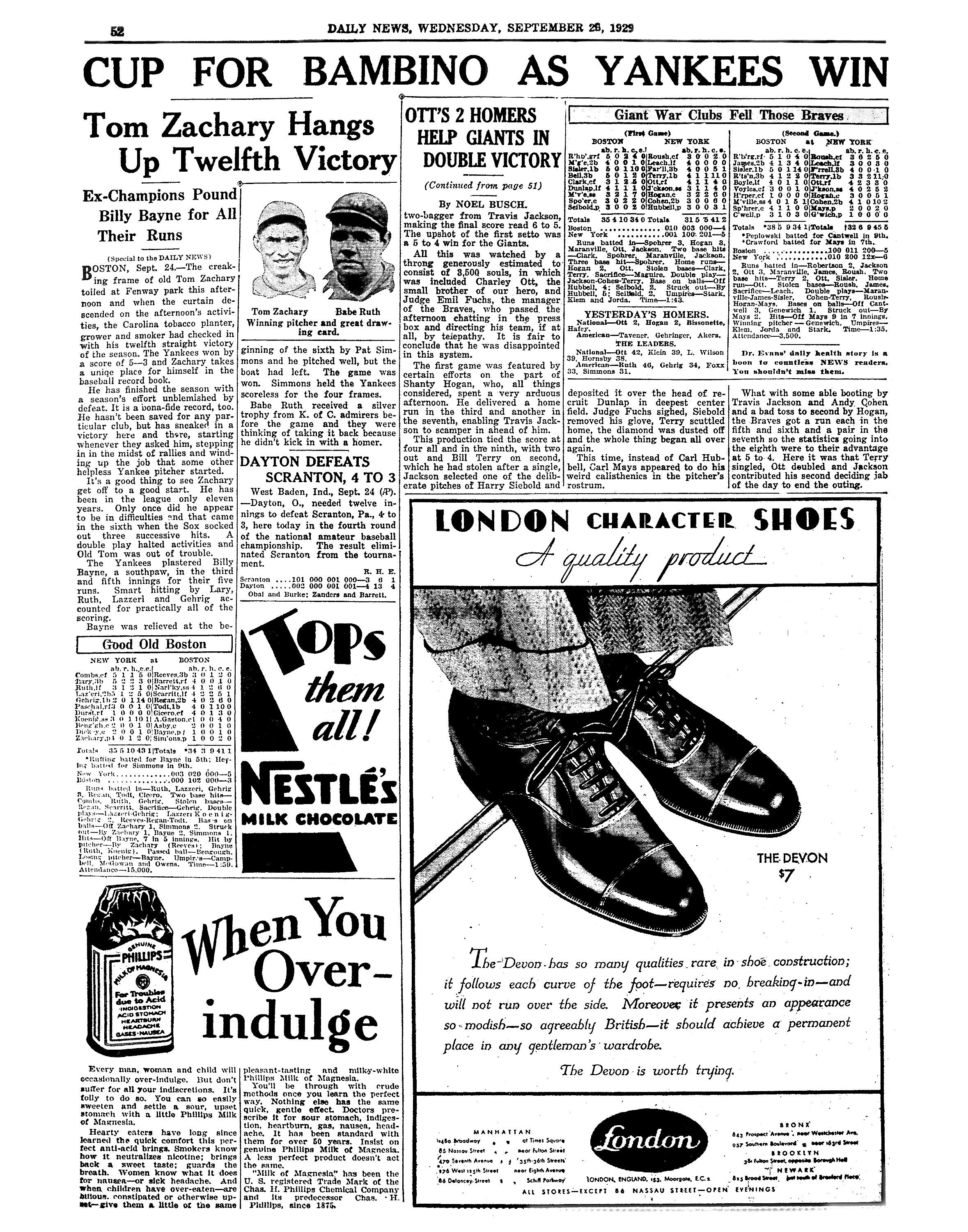 Yankees birthday of the day: Tom Zachary