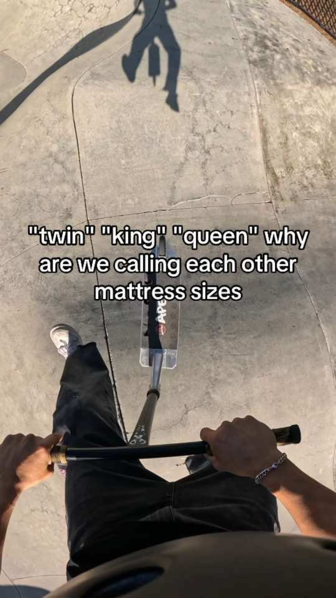 Viral scooter clip questions why we say “twin” and “queen”