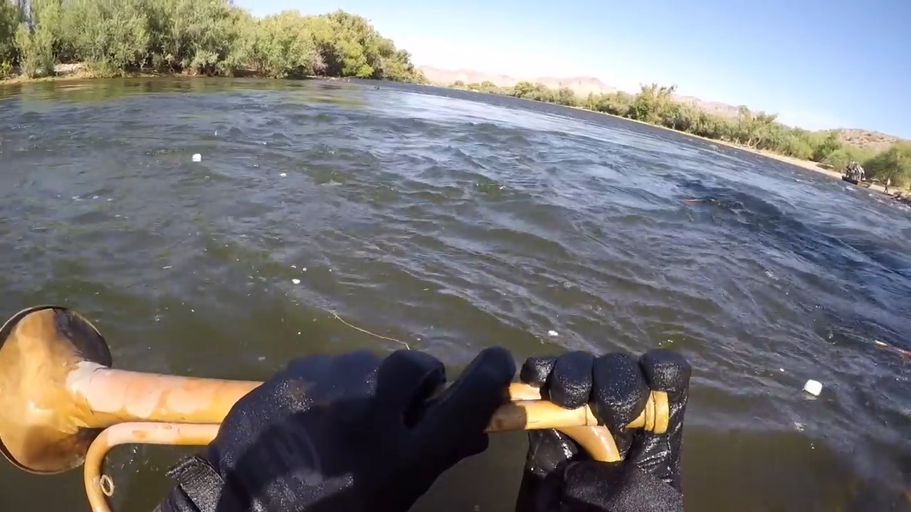 He went river diving and found a trumpet, because apparently fish ...