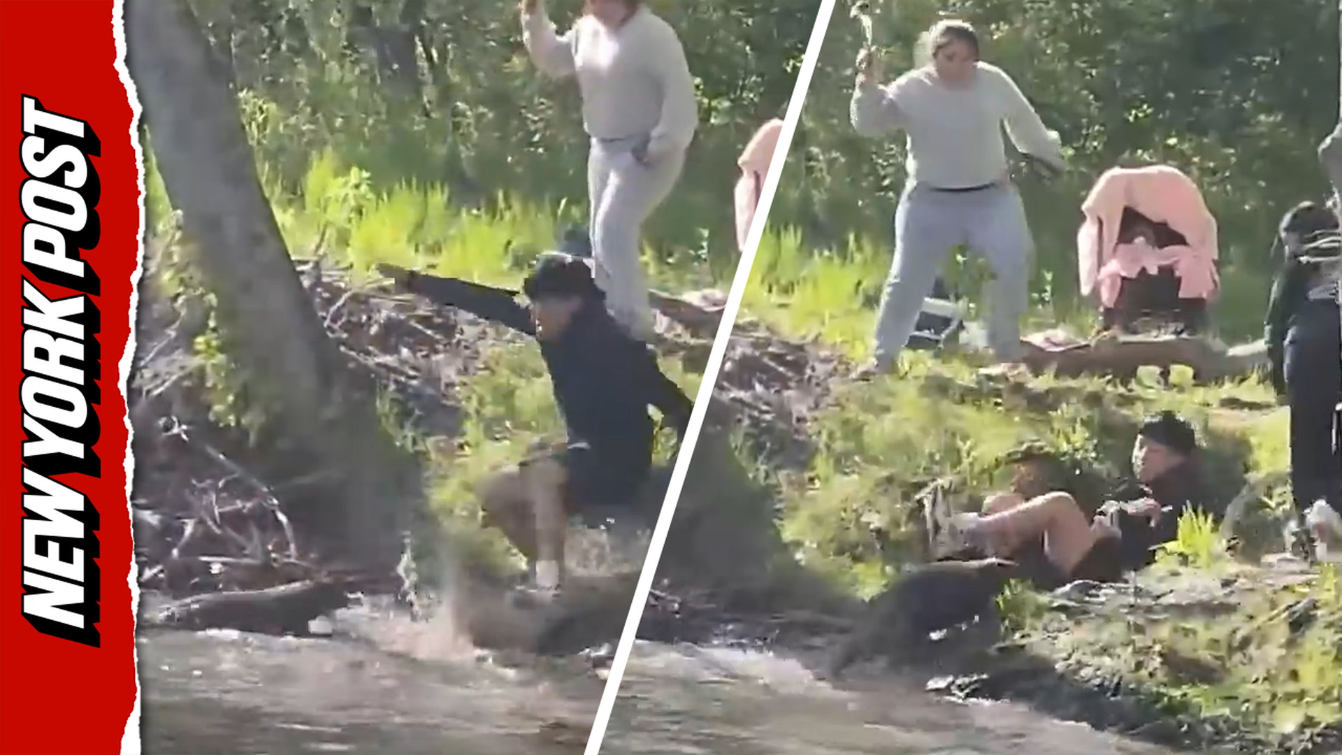 Wild moment rabid beaver attacks family at a New Jersey lake