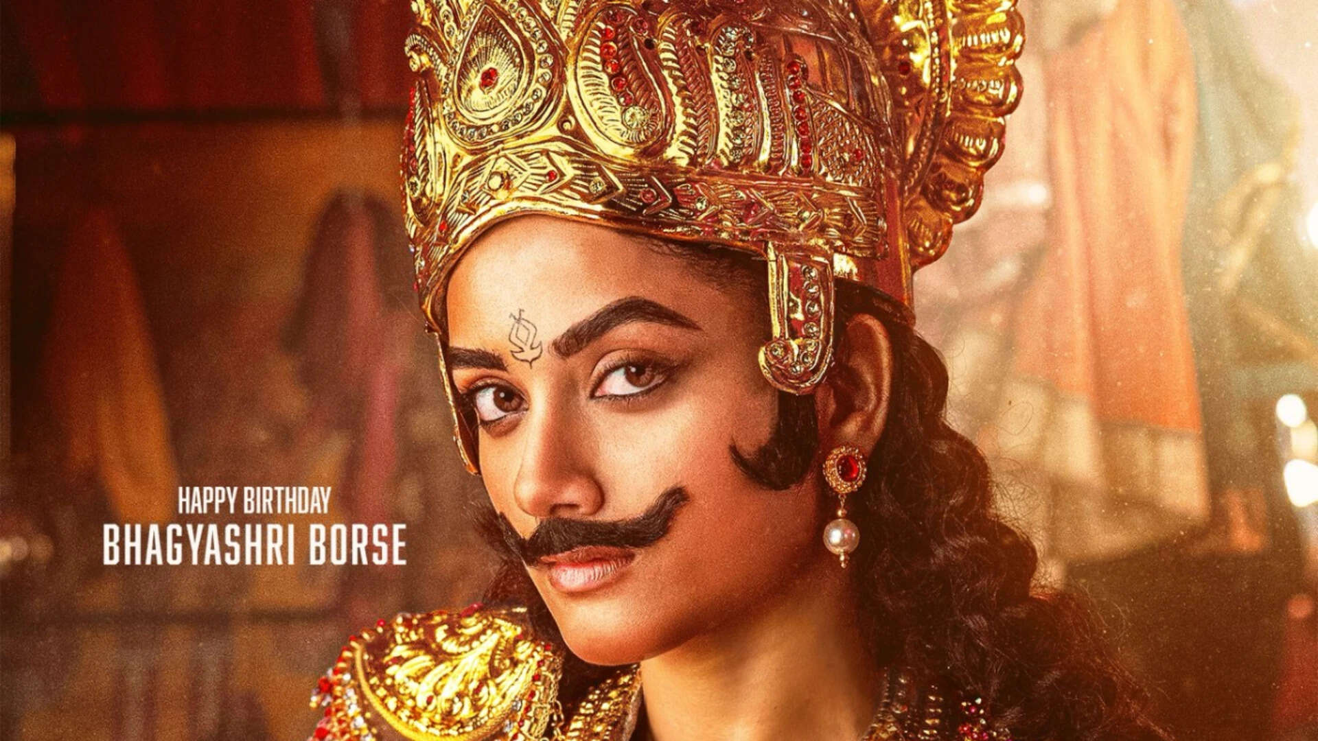 'Lenin': Bhagyashri Borse sports a royal warrior outfit and moustache ...