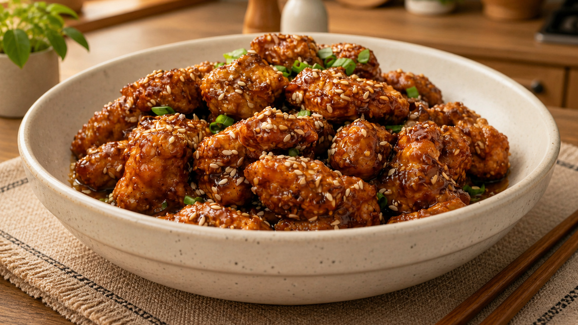 How to make teriyaki sesame chicken with rich sticky glaze