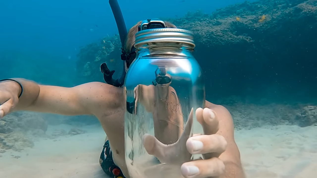 He took a glass jar 30 feet underwater… then waited for it to break