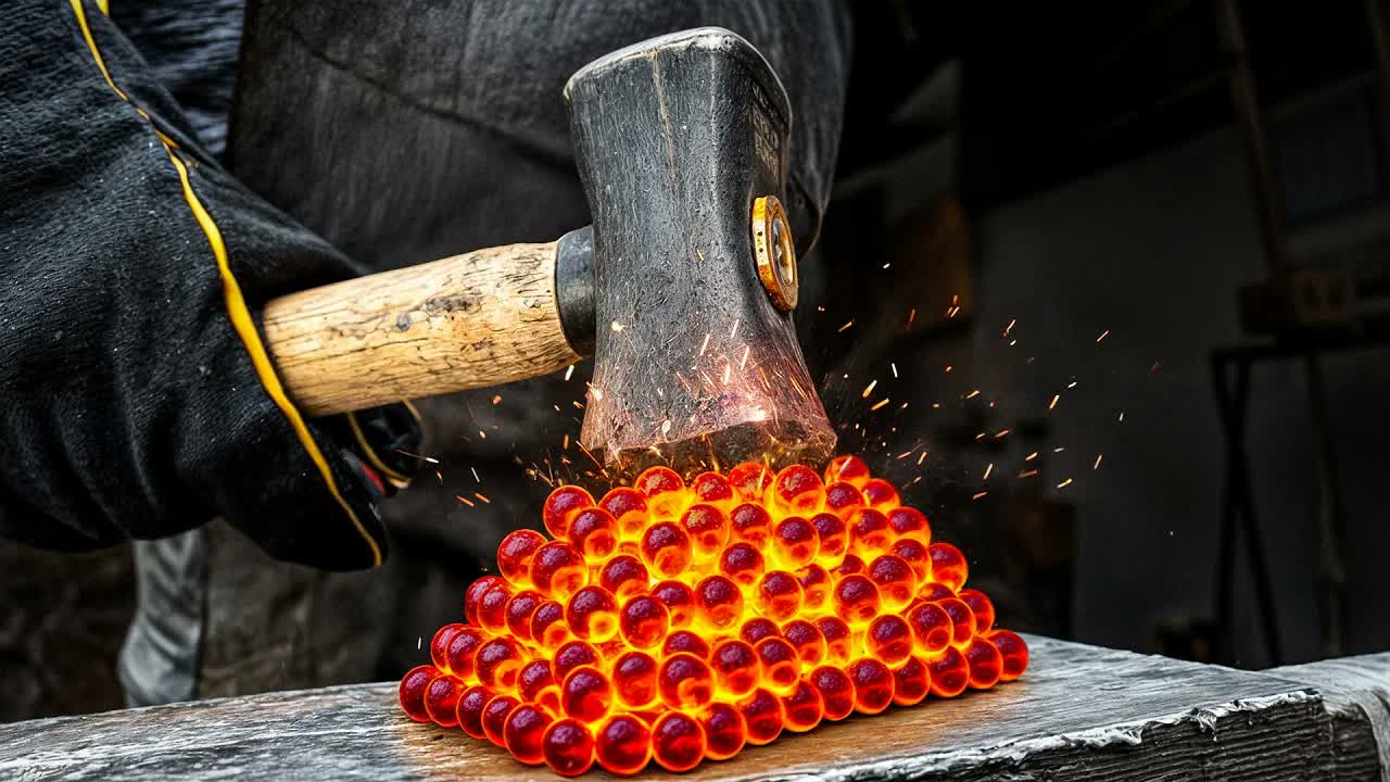 This video shows how 150 steel balls became a kukri knife
