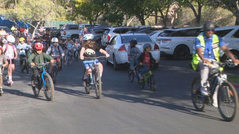 Elementary students celebrate Bike and Roll to School Day in Las Vegas