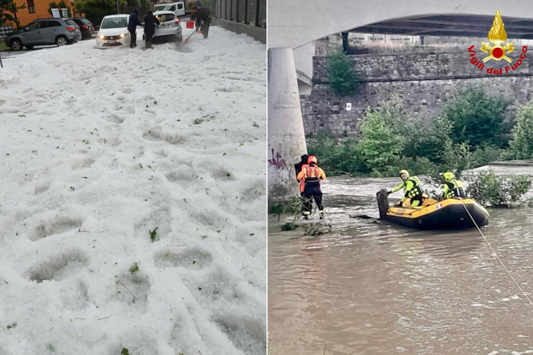 Grandine, strade sommerse, fiumi in piena e neve sulle Alpi: le ...
