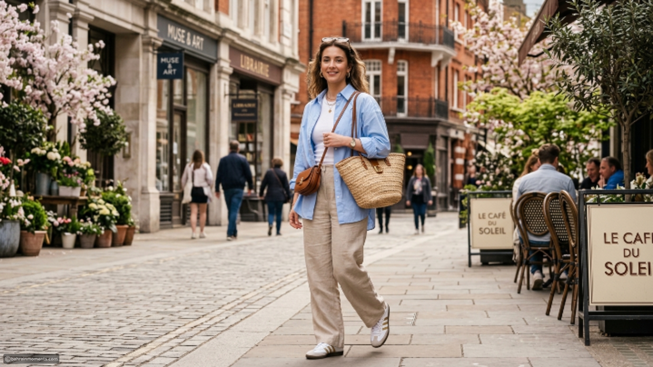 Cool girls know that this pant trend with a raffia bag is the new it ...