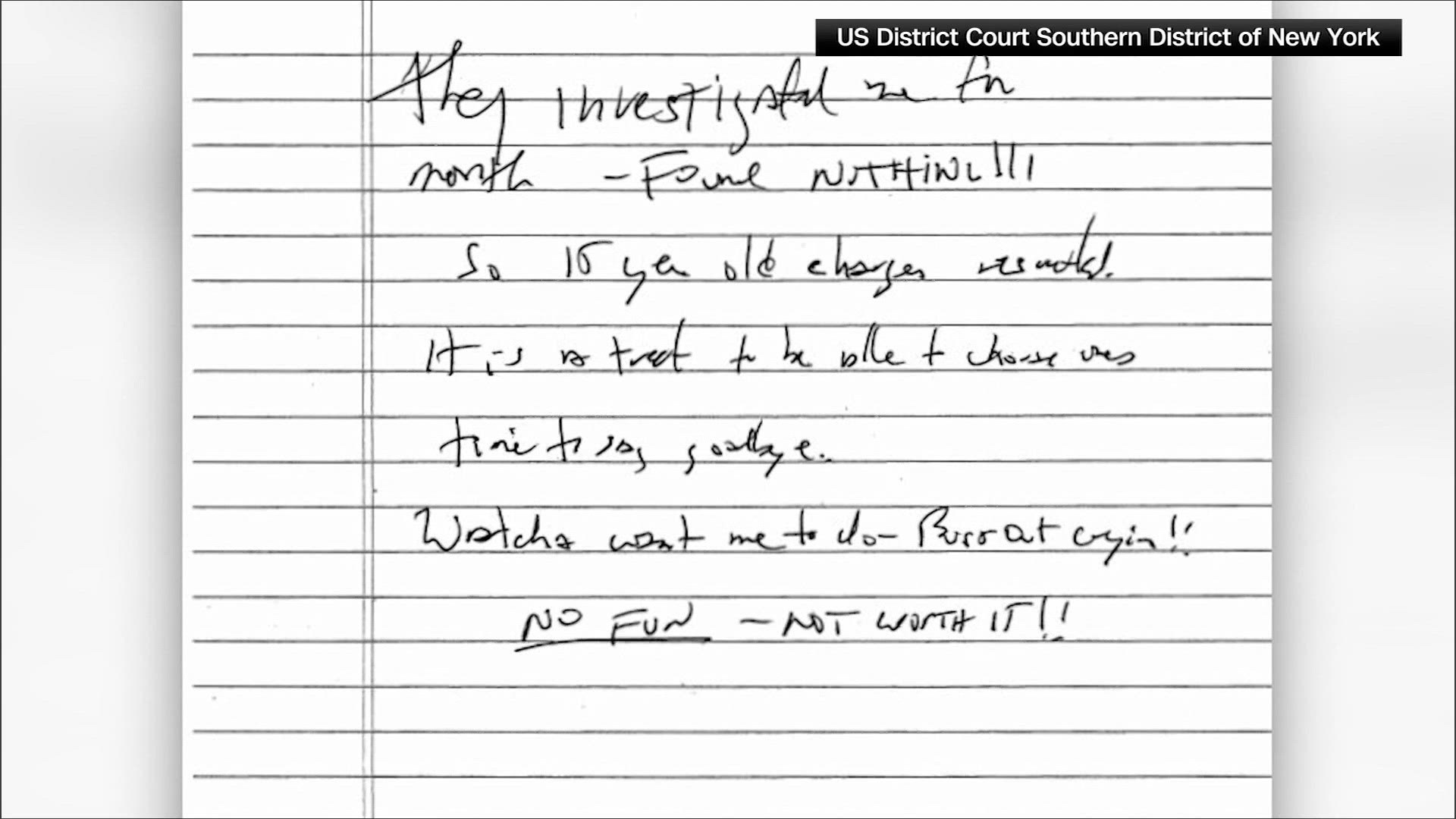 Judge releases alleged Epstein suicide note