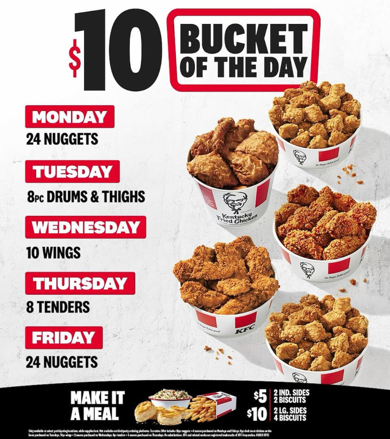 KFC’s new $10 deal gets you a bucket of chicken every weekday