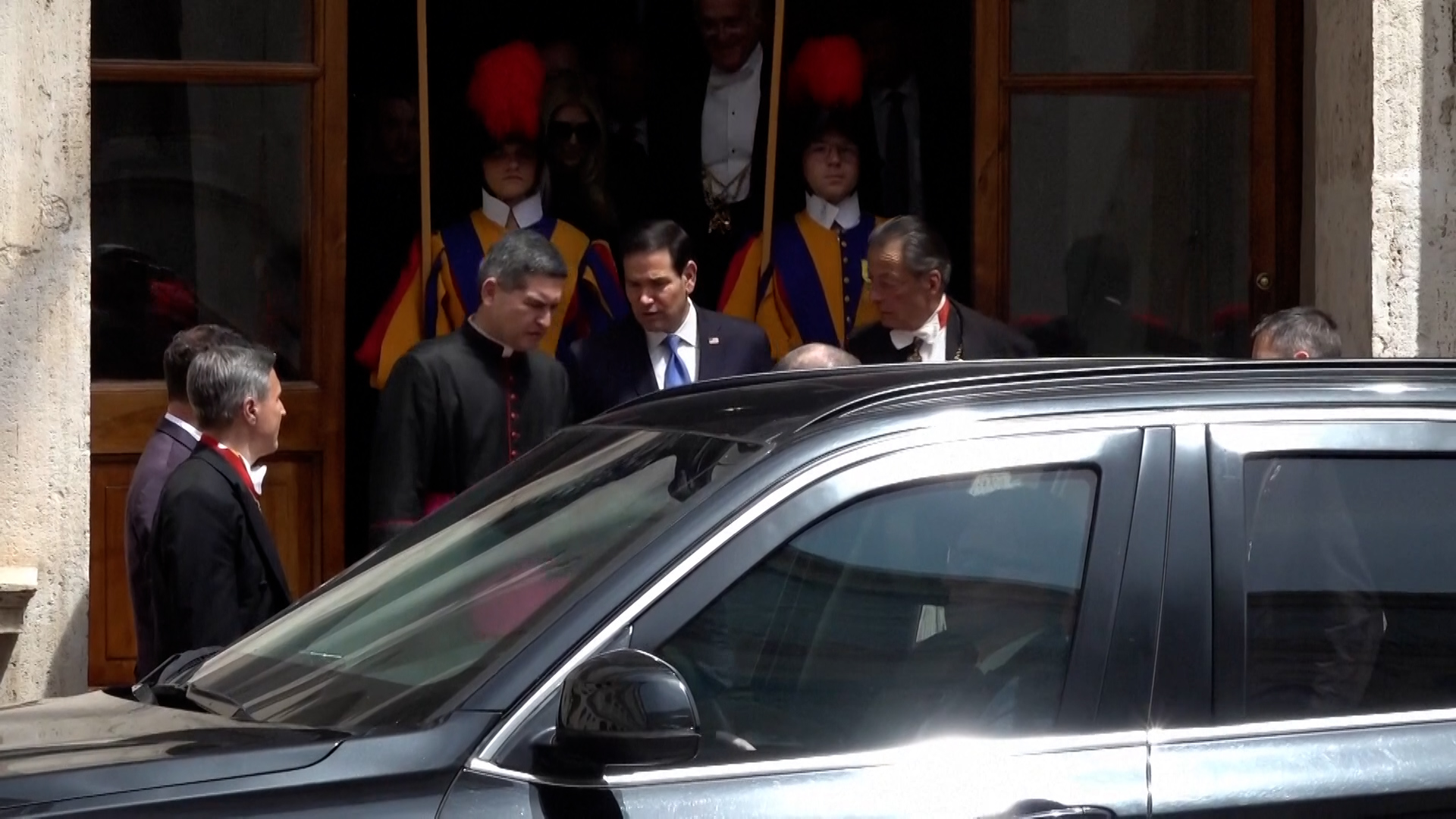 Marco Rubio spotted leaving the Vatican after audience with Pope Leo