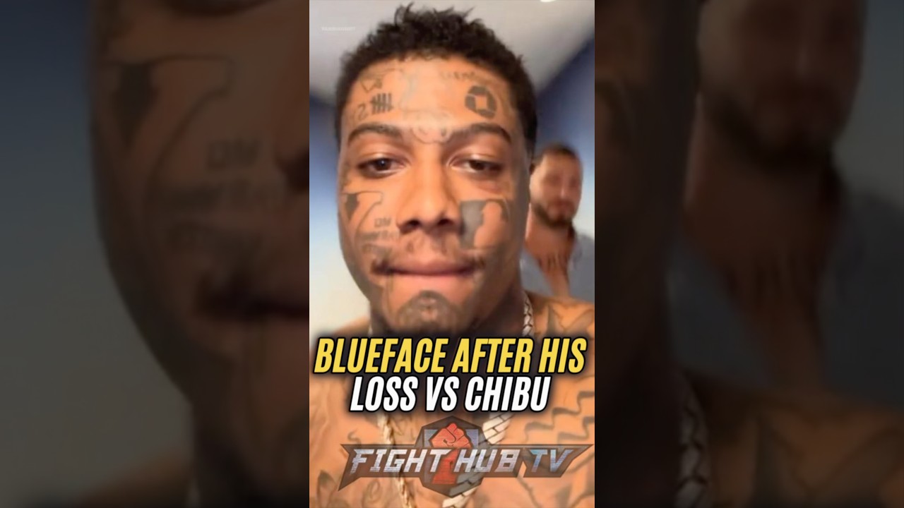 Blueface celebrates wildly after loss to Chibu in ring
