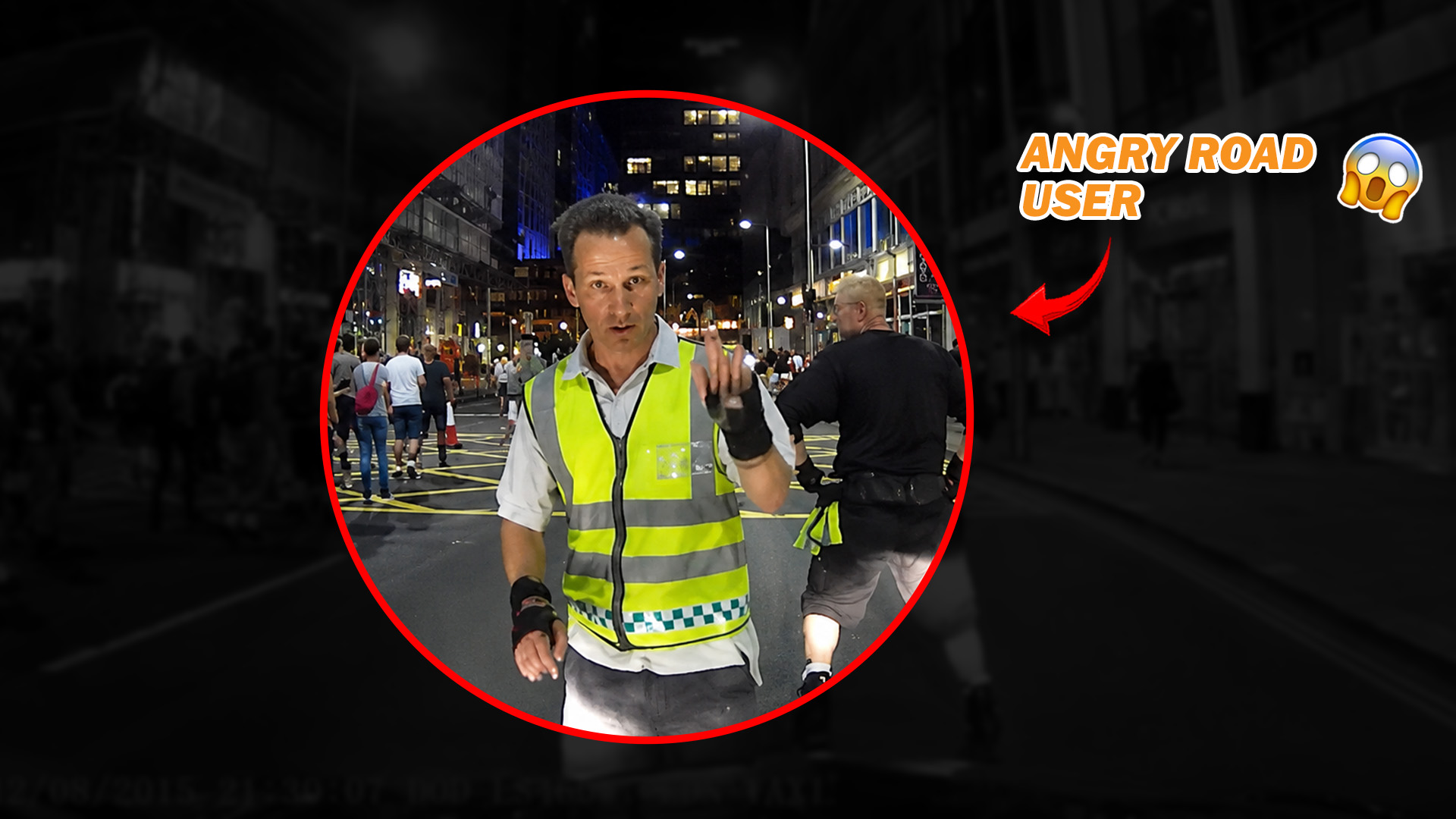 Angry road user confronts a car driver