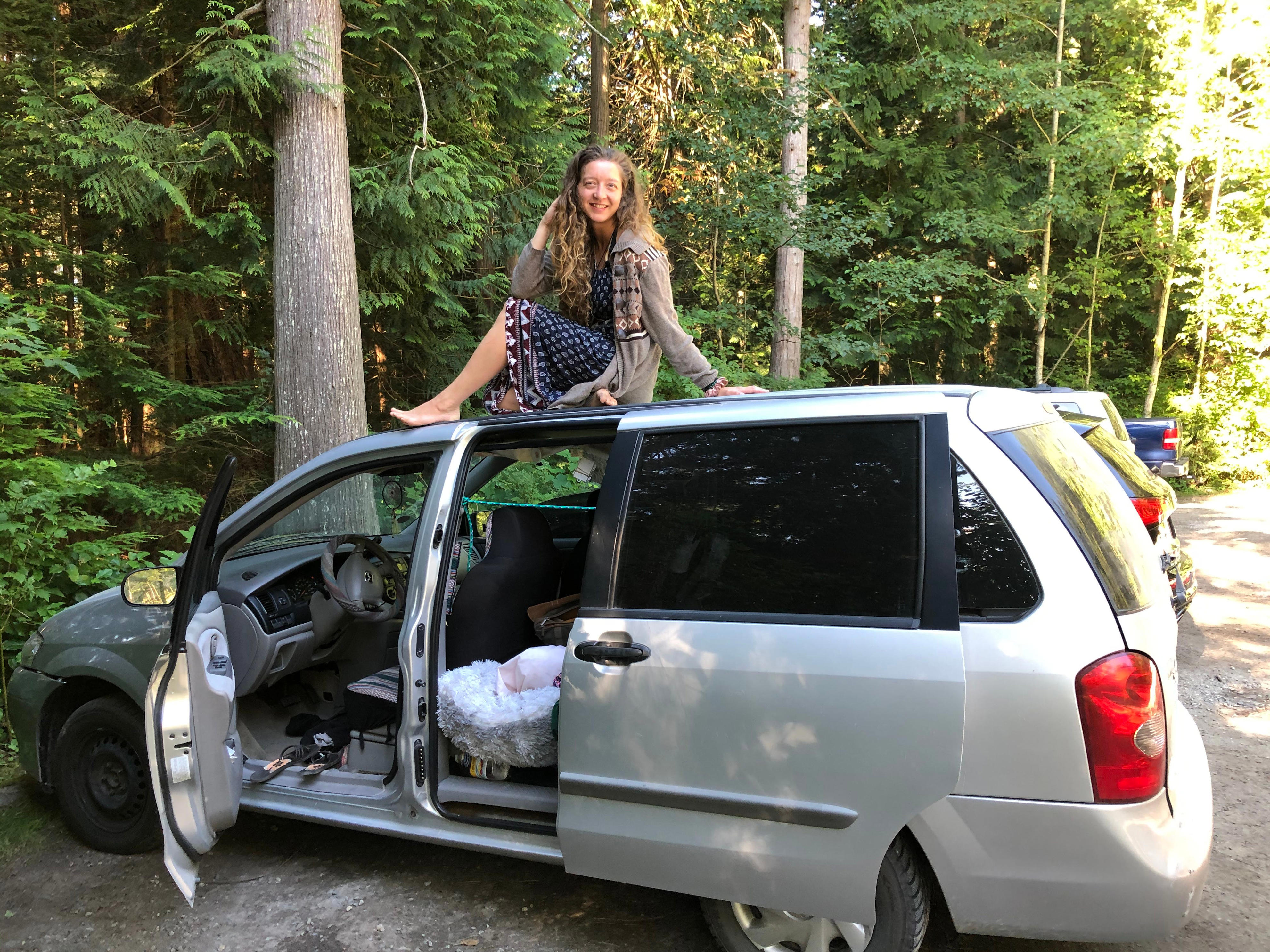 I bought a cheap minivan and lived out of it while getting my college ...