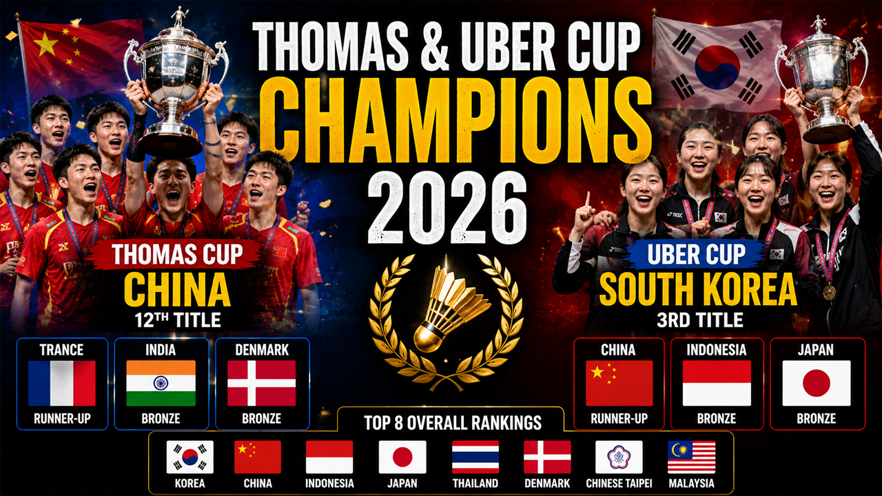 All champions revealed… Thomas & Uber Cup 2026 winners confirmed 🏆🔥