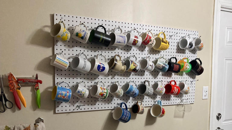 Keep mugs out of the kitchen cabinets with a cute alternative solution