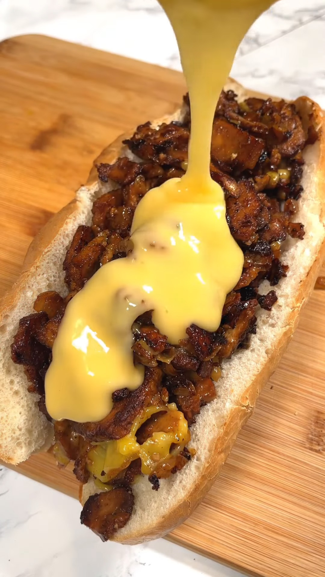 Easy vegan Philly cheesesteak recipe using tofu